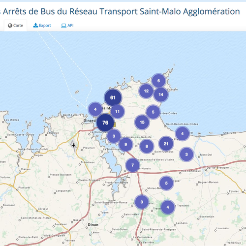 Carte des arrêts de bus du Réseau Transport Saint-Malo Agglomération ...
