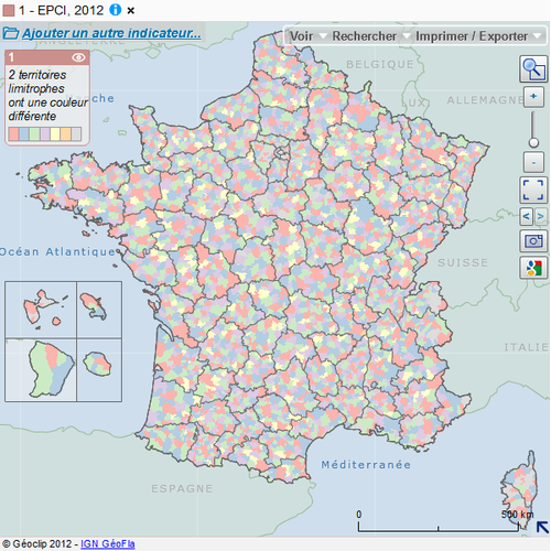 carte des EPCI en 2012 - data.gouv.fr