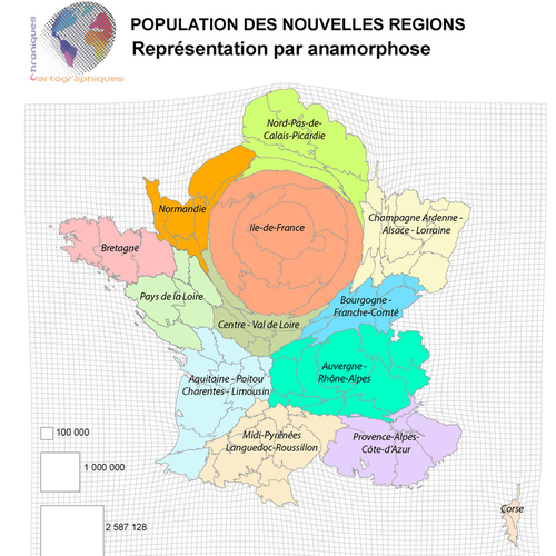 Anamorphose de la population dans les nouvelles régions françaises ...