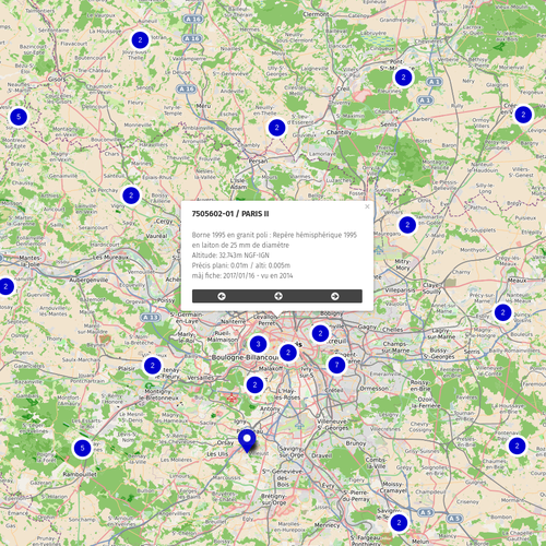 Carte des bornes géodésiques IGN du réseau de Base - data.gouv.fr